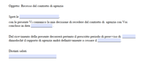 Recesso dal Contratto di Agenzia da Parte dell'Agente - Fac Simile e Guida